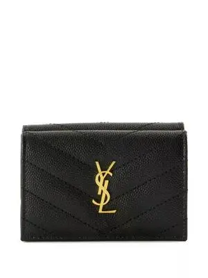 Saint Laurent Cassandre Leather Wallet - Black