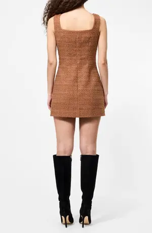 French Connection Structured Tweed Square Neck Mini Dress