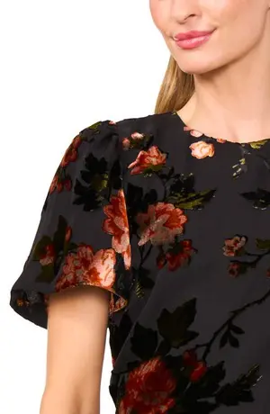 Ted Baker London Velvet Burnout Flutter Sleeve Top