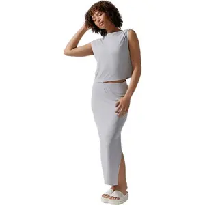 TAVI Brushed Knit Asymmetrical Tee - Ash