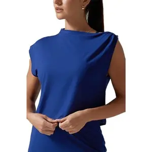 TAVI Brushed Knit Asymmetrical Tee - Deep Navy