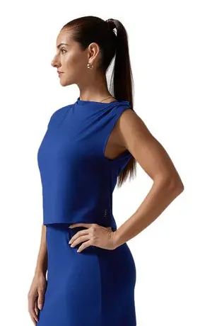 TAVI Brushed Knit Asymmetrical Tee - Deep Navy