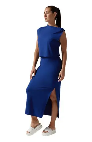 TAVI Brushed Knit Asymmetrical Tee - Deep Navy