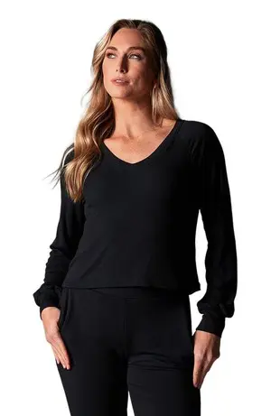 TAVI Ribbed Long Sleeve Top - Ebony