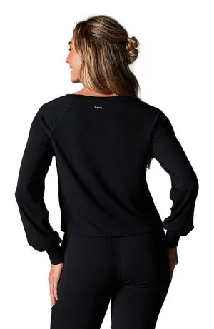 TAVI Ribbed Long Sleeve Top - Ebony
