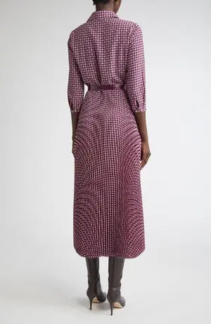 St. John Printed Pleated Shirtdress