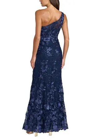 Mac Duggal One Shoulder Lace Embroidered Gown - Midnight Multi