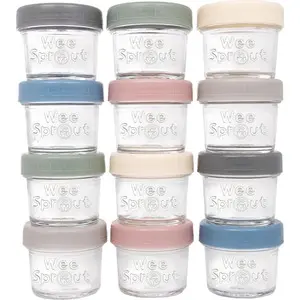 WEESPROUT Glass Food Storage Jars With Lids - Matte Variety