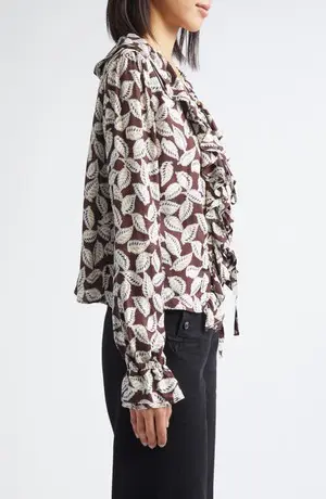 BODE Paper Birch Print Tie Front Top