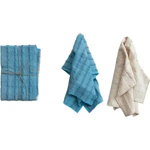 STORIED HOME Cotton Dobby Tea Towels - Blue