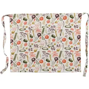 STORIED HOME Garden Cotton And Linen Apron With Pocket - Orange