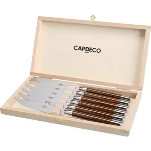 CAPDECO Contybox Of 6 Steak Knives Natural Wood