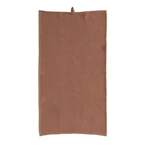 STORIED HOME Oversized Woven Linen And Cotton Waffle Decorative Tea Towel With Loop For Dining And Kitchen - Terracotta