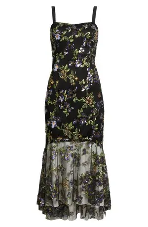 Sam Edelman Sequin Embroidered Midi Dress