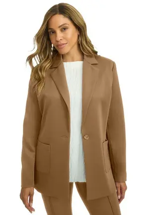 JESSICA LONDON Perfectease Crepe Blazer - Brown Maple