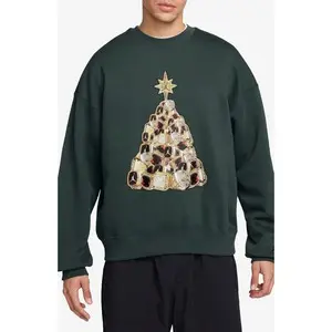 JORDAN Holiday Tree Graphic Sweatshirt - Midnight Green/black