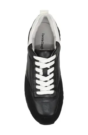 FAVORITE DAUGHTER Sophia Lace-up Sneakers - Black/snow White Leather