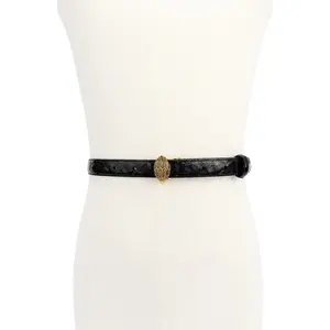Kurt Geiger Eagle Leather Belt - Black Antique Brass
