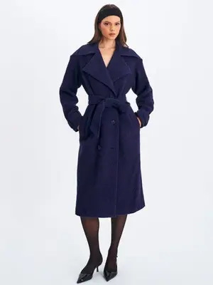 MISS CIRCLE Jaelyn Wool-blend Double-breasted Belted Coat