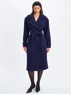 MISS CIRCLE Jaelyn Wool-blend Double-breasted Belted Coat