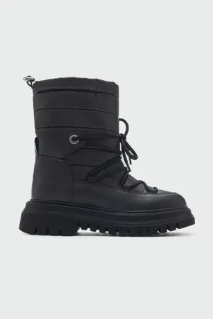 PROLOGUE SHOES Weld Snow Boots - Black Faux Leather