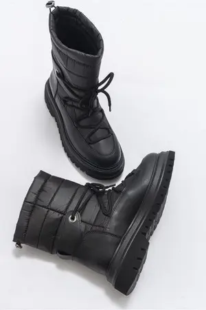 PROLOGUE SHOES Weld Snow Boots - Black Faux Leather