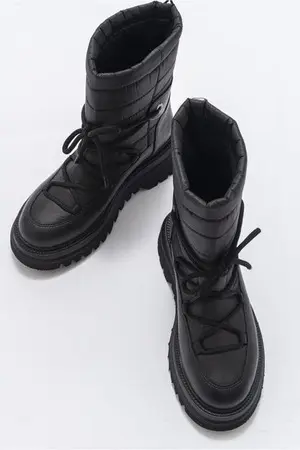 PROLOGUE SHOES Weld Snow Boots - Black Faux Leather