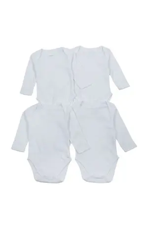LEVERET Baby Long-sleeve Cotton Bodysuit Four-pack