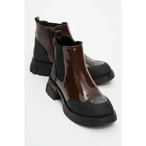 PROLOGUE SHOES Albia Zip Boot - Brown Patent Leather