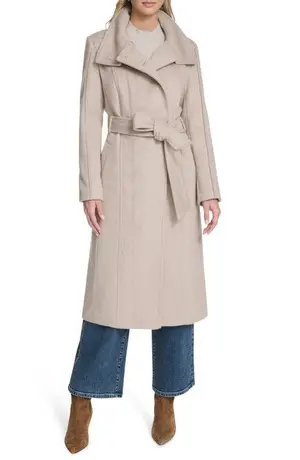 Cole Haan Wool-blend Asymmetric Zip Coat - Bone