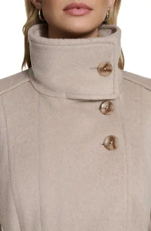 Cole Haan Wool-blend Asymmetric Zip Coat - Bone