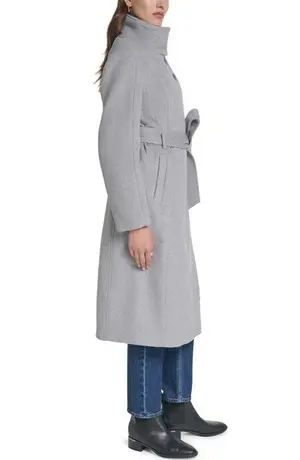 Cole Haan Wool-blend Asymmetric Zip Coat - Light Grey