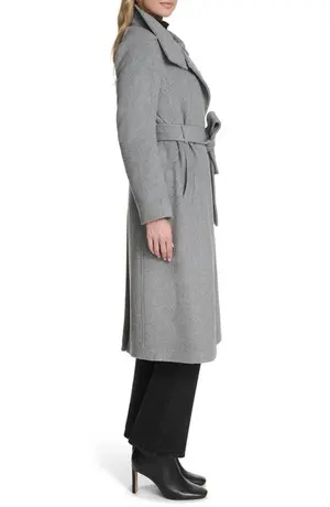 Cole Haan Wool-blend Asymmetric Zip Coat - Medium Grey