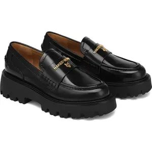 NAKED WOLFE Flawed Leather Loafers With Metal Saddle Trim