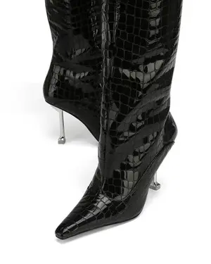 NAKED WOLFE Texas Croc Patent Leather Boots