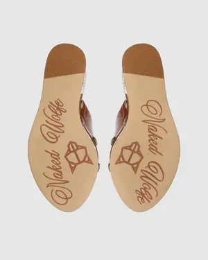 NAKED WOLFE Tulip Leather Wedge Clog Heel - Tan