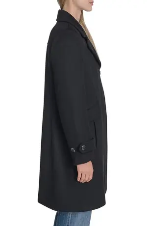 Cole Haan Wool-blend Coat With Button Cuffs - Black
