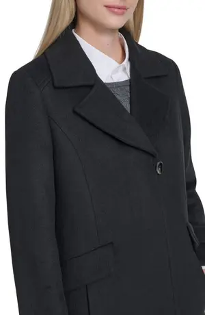 Cole Haan Wool-blend Coat With Button Cuffs - Black