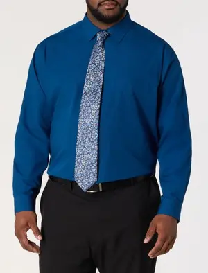 SYNRGY BY DXL Big & Tall Performance Solid Dress Shirt - Poseidon