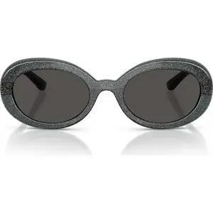 Dolce & Gabbana 49mm Oval Sunglasses - Glitter Black/dark Grey