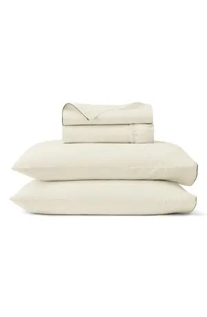 BOLL & BRANCH Signature Piped Edge Sheet Set Cream/olivine