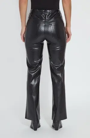 Lyssé Amara Flare Faux Leather Pants - Black Wicker Texture