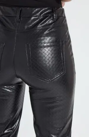 Lyssé Amara Flare Faux Leather Pants - Black Wicker Texture