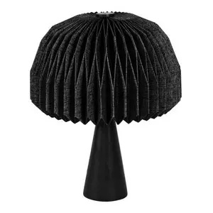 JONATHAN Y Sylvie 16" Modern Minimalist Paper Pleated Shade Mushroom Accent Led Table Lamp - Black
