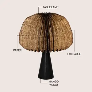JONATHAN Y Sylvie Paper Pleated Mushroom Accent Led Table Lamp