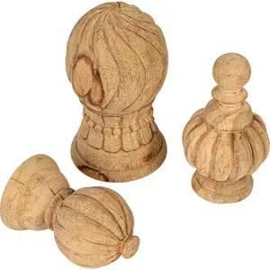 STORIED HOME Bleached Hand-carved Mango Wood Finials