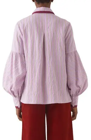 LK BENNETT Selma Striped Lantern Sleeve Button-up Shirt