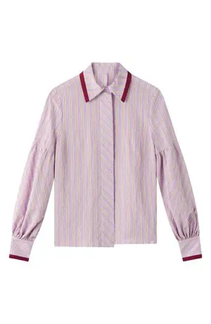 LK BENNETT Selma Striped Lantern Sleeve Button-up Shirt