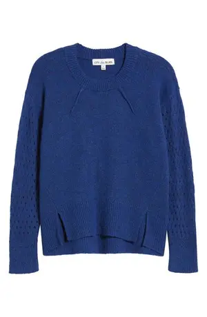 CITY BLUES Open Stitch Sleeve Sweater - Twilight