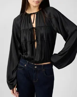 WeWoreWhat Cocoon Sleeve Front Tie Top